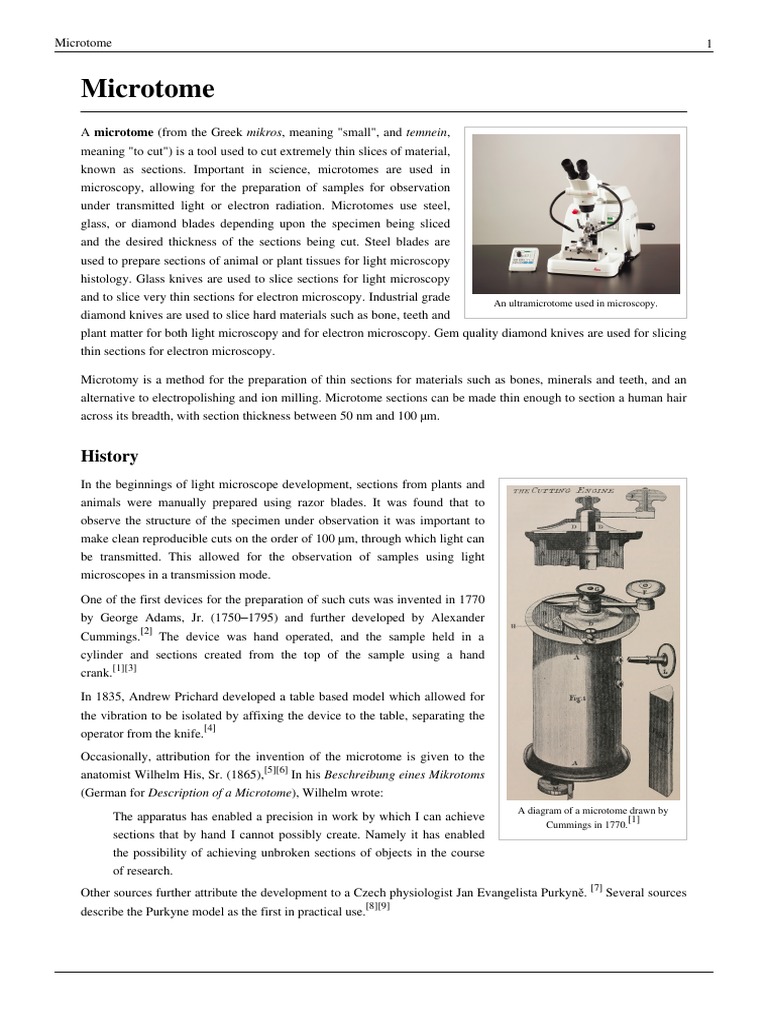 Microtome PDF | PDF | Laboratories | Tools