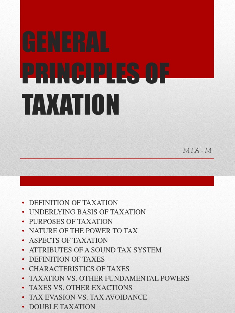 General Principles of Taxation | PDF | Taxpayer | Taxes