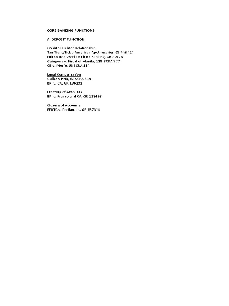 Core Banking Functions Explained | PDF