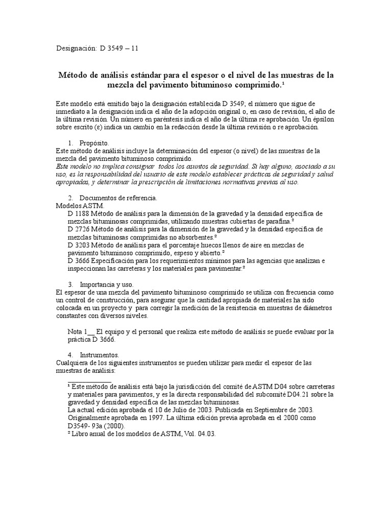 Norma ASTM D 3549: Medición de Espesores | PDF | Medición | Densidad