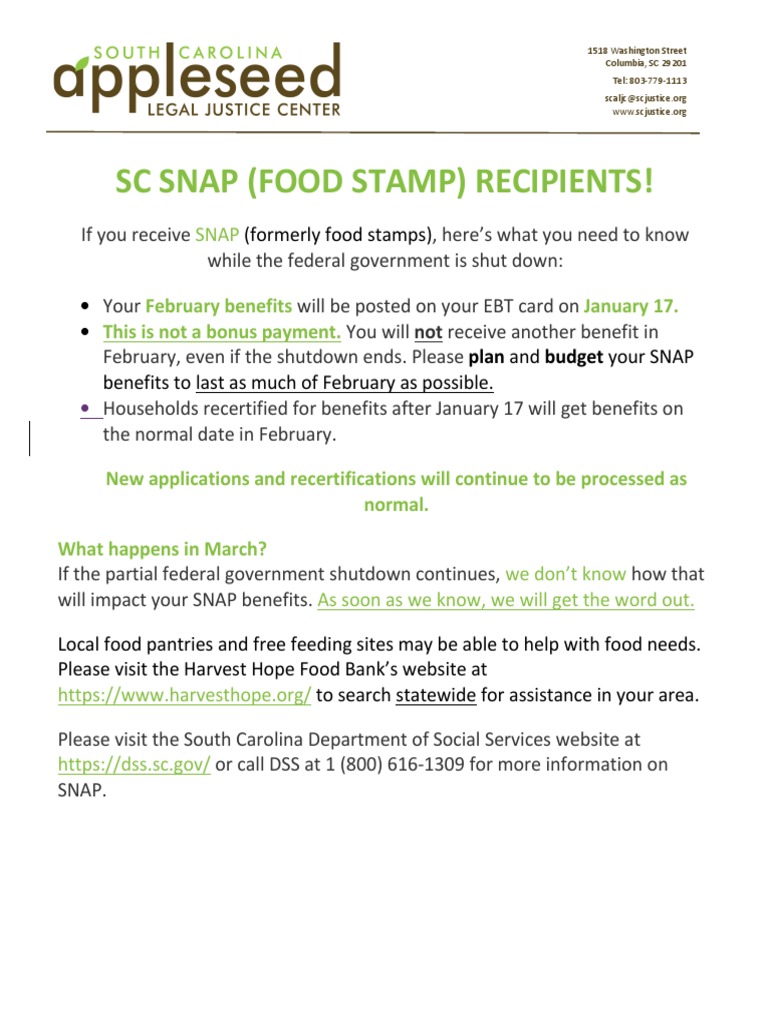 Shutdown SNAP Flyer | PDF