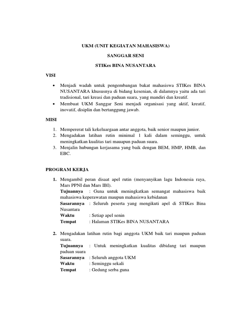 Visi Misi Dan Program Kerja | PDF