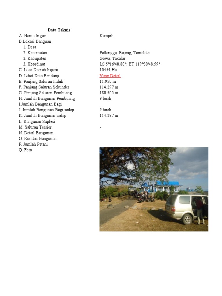 Data Teknis Irigasi Kampili | PDF