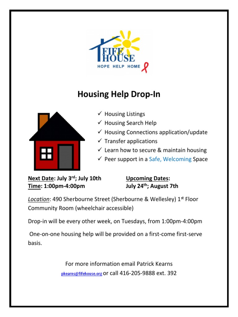 Housing Help Drop-In: Next Date: July 3 July 10th Upcoming Dates: Time ...