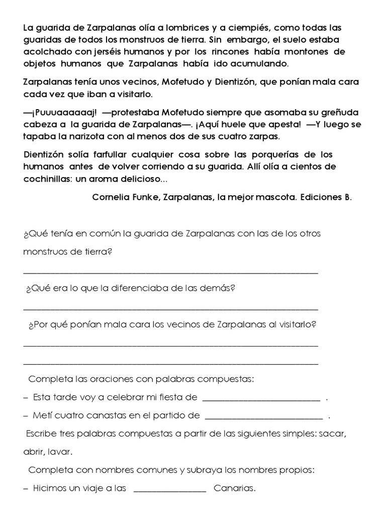 Examen Lengua 4 Primaria | PDF | Ocio