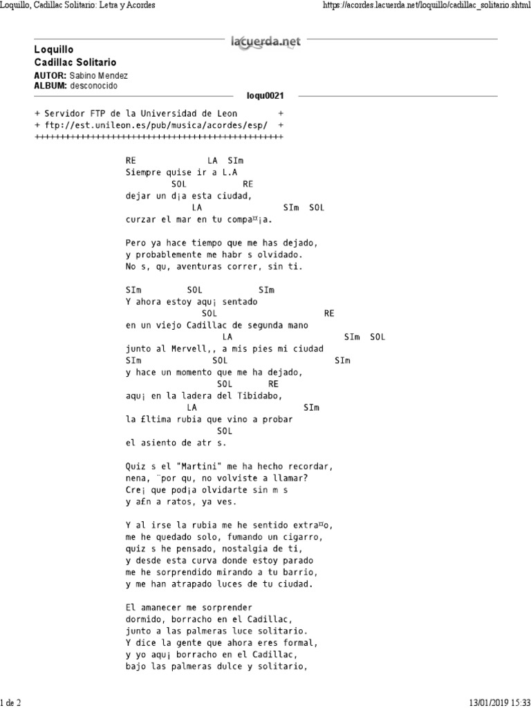 Cadillac Solitario Tab | PDF