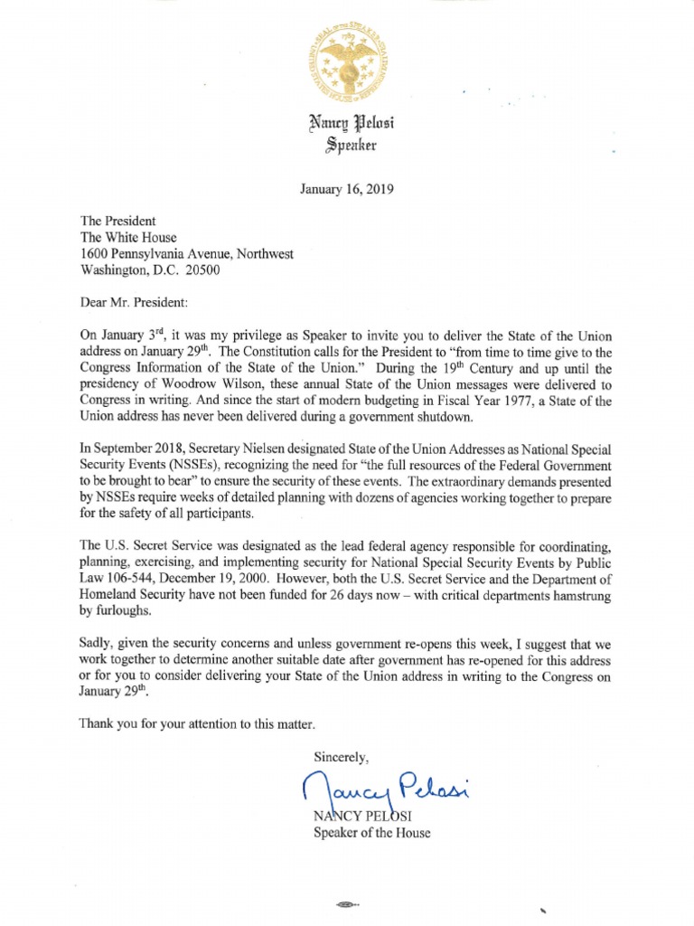 Letter To President Trump SOTU | PDF