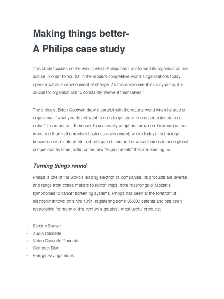Philips Transformation Case Study | PDF | Philips | Empowerment