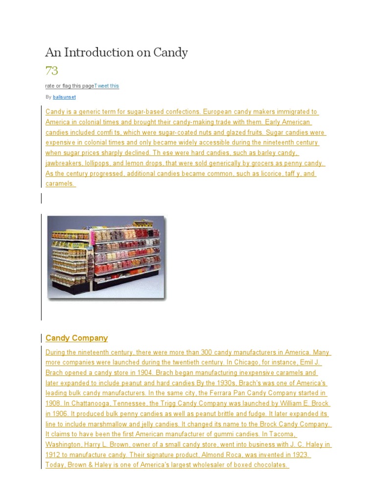 An Introduction On Candy | PDF | Candy | Confectionery