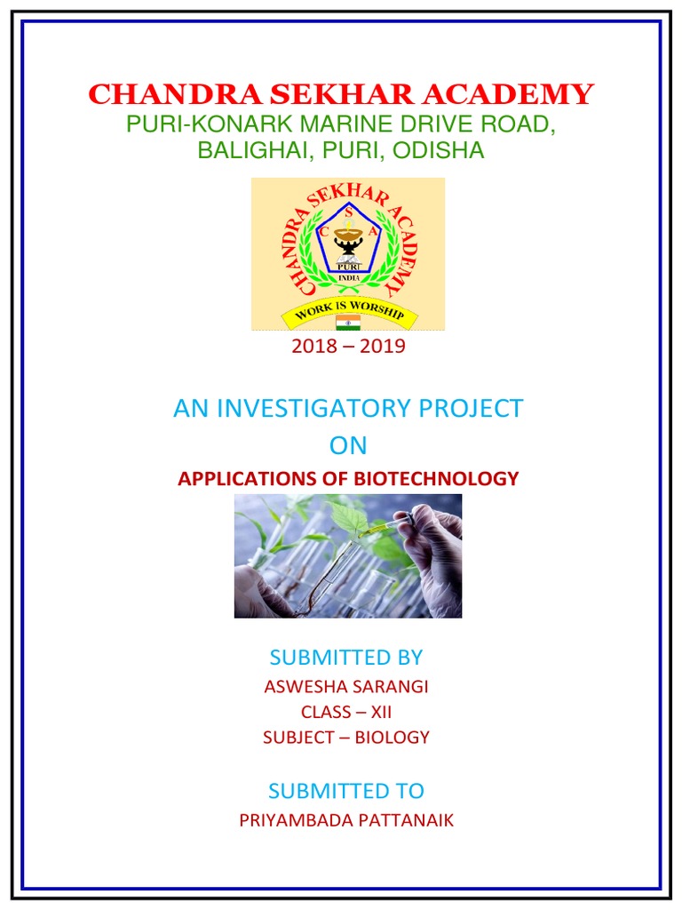 Investigatoy Project On Application of Biotechnology PDF | PDF | Rna ...