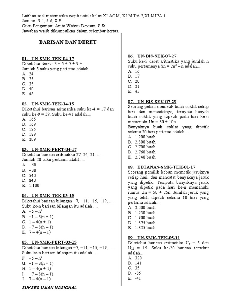 Soal Barisan Dan Deret | PDF