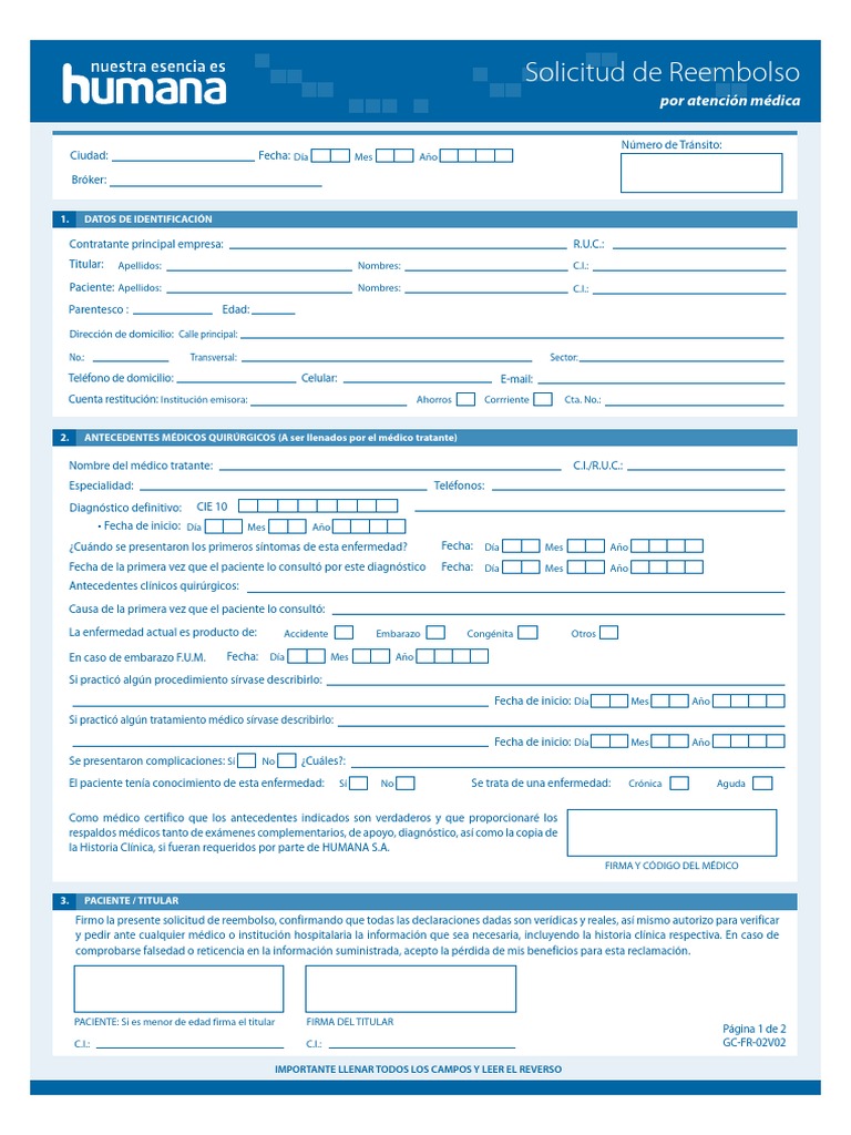 Solicitud de Reembolso Atencion Medica | Diagnostico medico | Historial ...