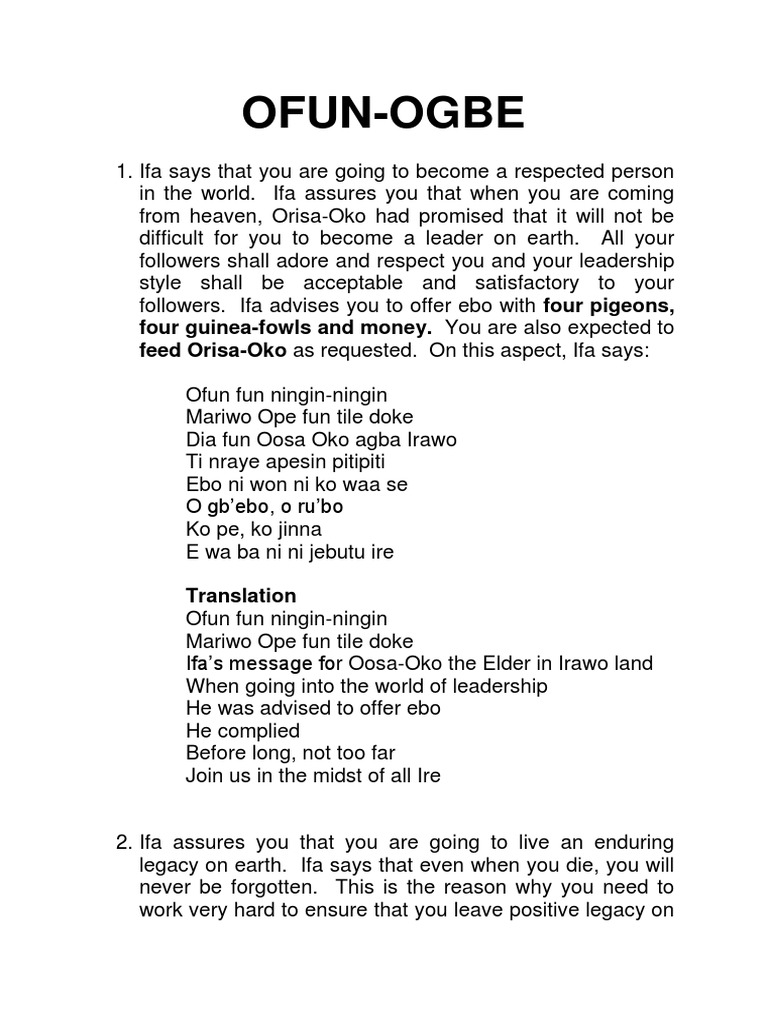 Ofun Ogbe 16 Versos | PDF | Santería