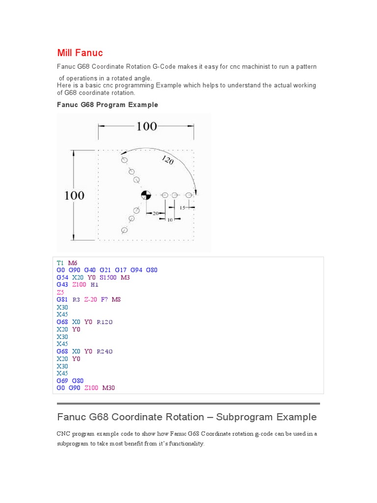 Mill Fanuc | PDF | Drilling | Numerical Control