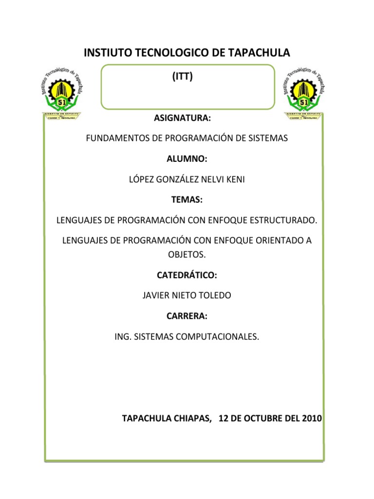 Ejemplos de Lenguaje de Programacion en El Enfoque Estructurado | PDF ...