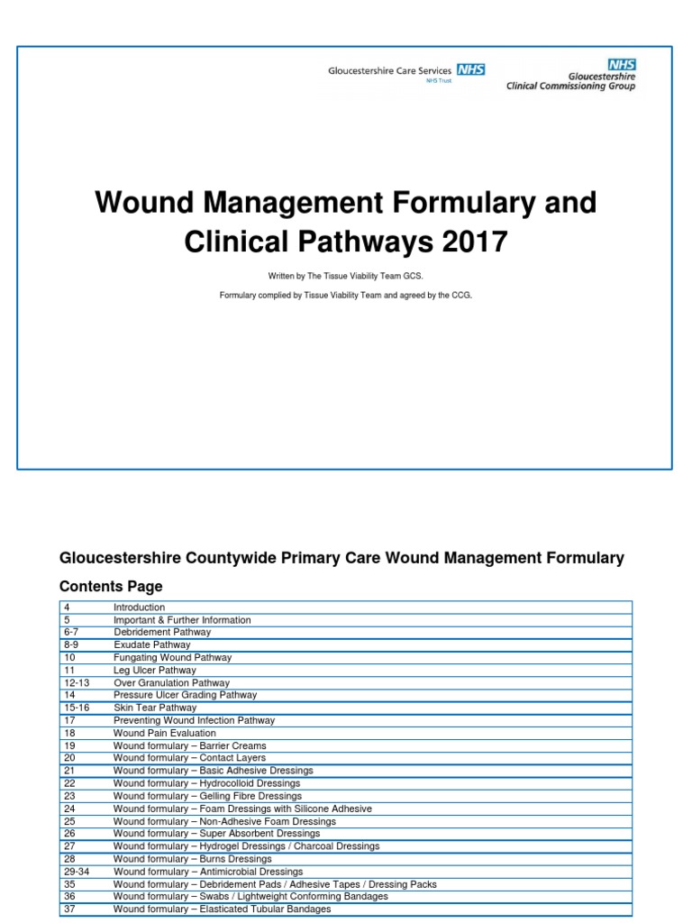 Glos Wound Management Formulary and Guidance 2017v6 | PDF | Wound | Necrosis