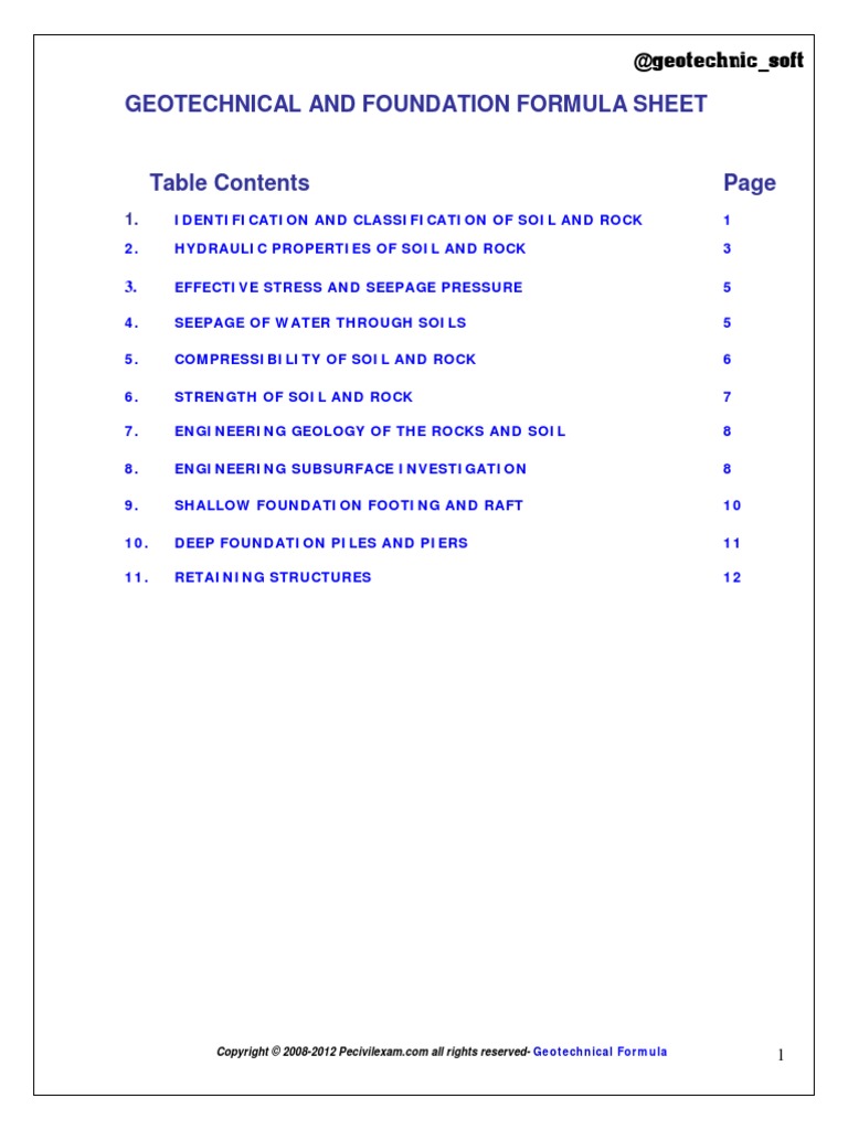 Geotecnical Formula | PDF | Deep Foundation | Soil Mechanics
