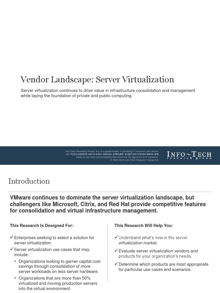 Vendor Landscape Server Virtualization | PDF | Virtual Machine | Desktop Virtualization
