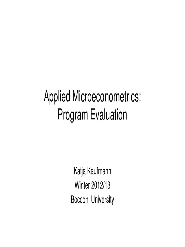 Econometric Evaluation Social Programs | PDF | Causality | Regression ...