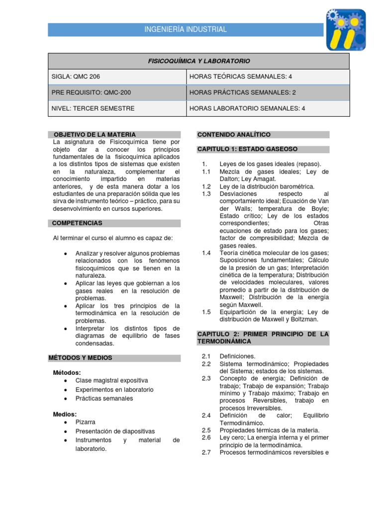 18 QMC 206 C | PDF | Termodinámica | Equilibrio químico