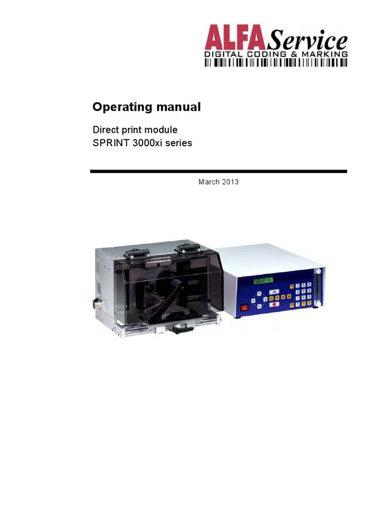 Operating Manual: Direct Print Module SPRINT 3000xi Series | PDF ...