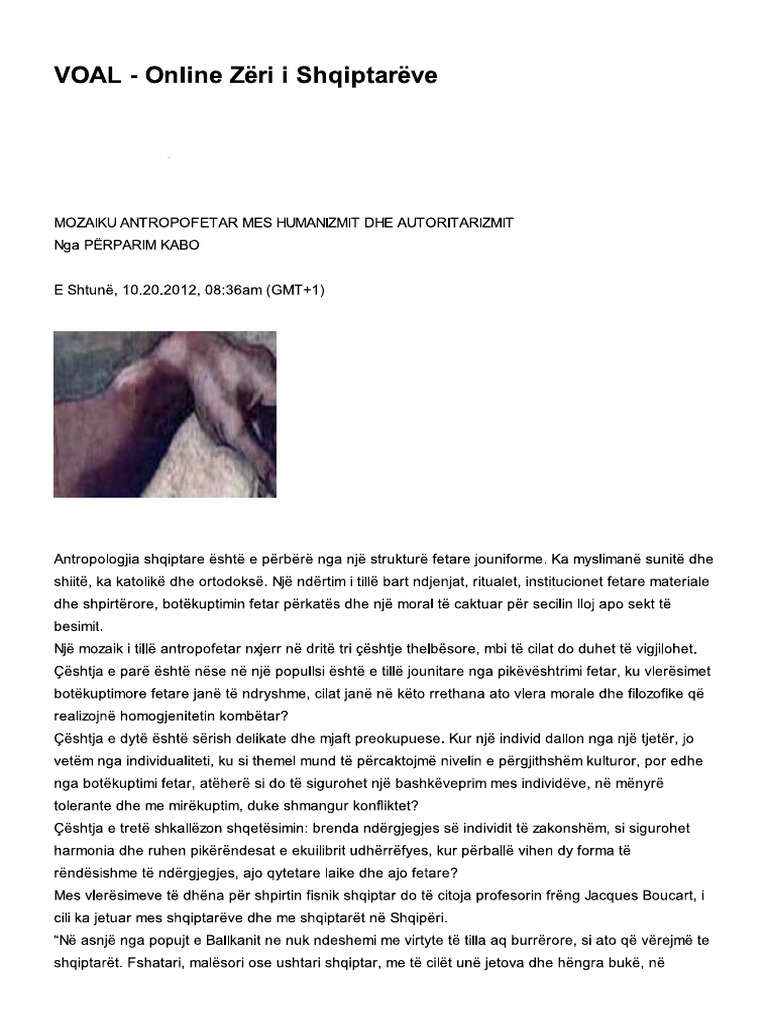 Kabo, Perparim. Mozaiku Antropofetar I Shqiptareve | PDF