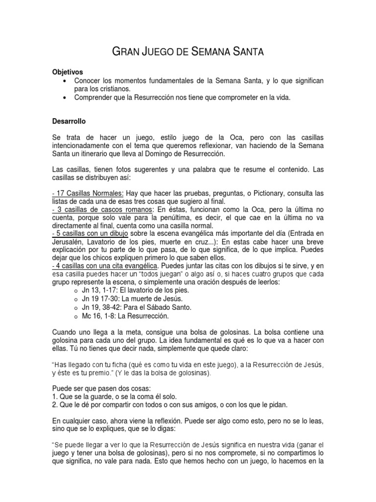 Anexo 09 Gran Juego de Semana Santa | PDF | La resurrección de Jesús ...