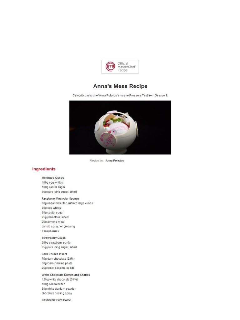 Annas Mess Recipe | PDF