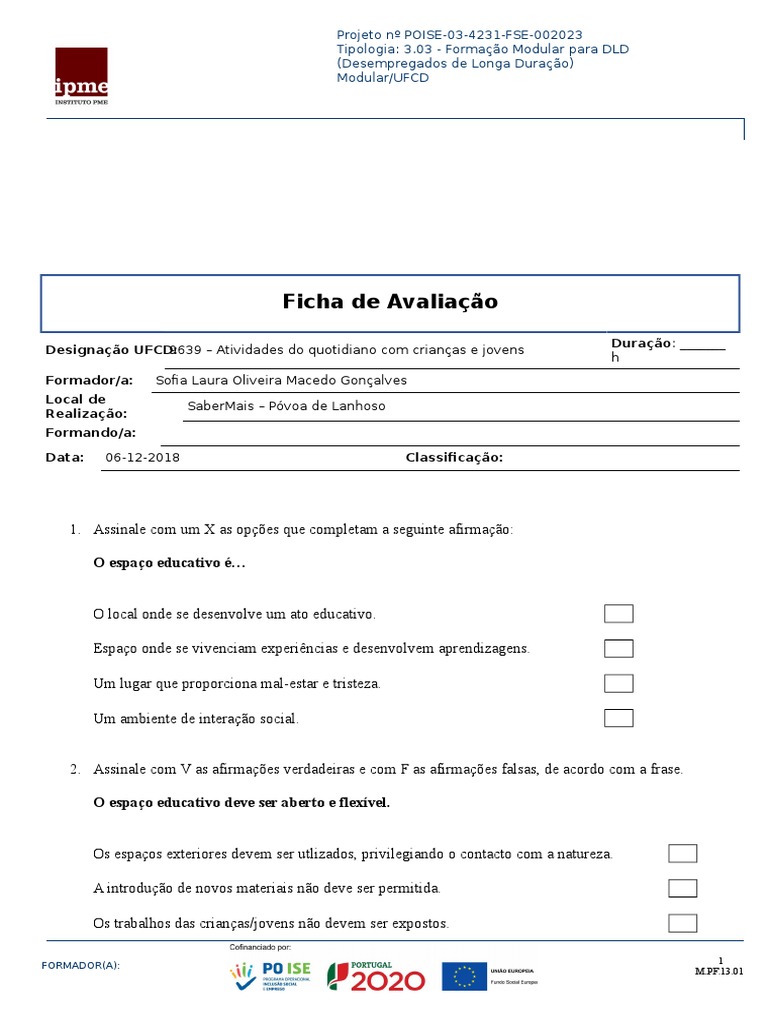 Ficha de Avaliação - 9639 | PDF