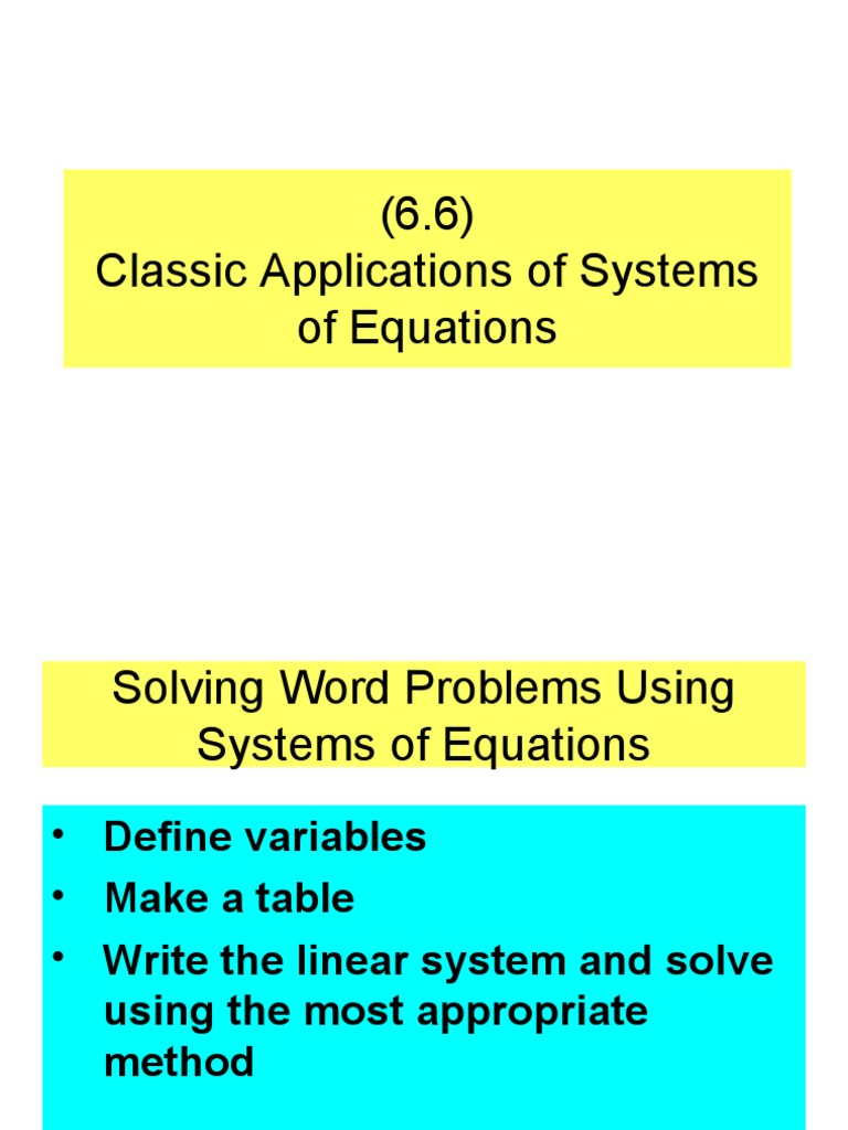 Algebra Word Problem Solutions | PDF | Equations | Algebra