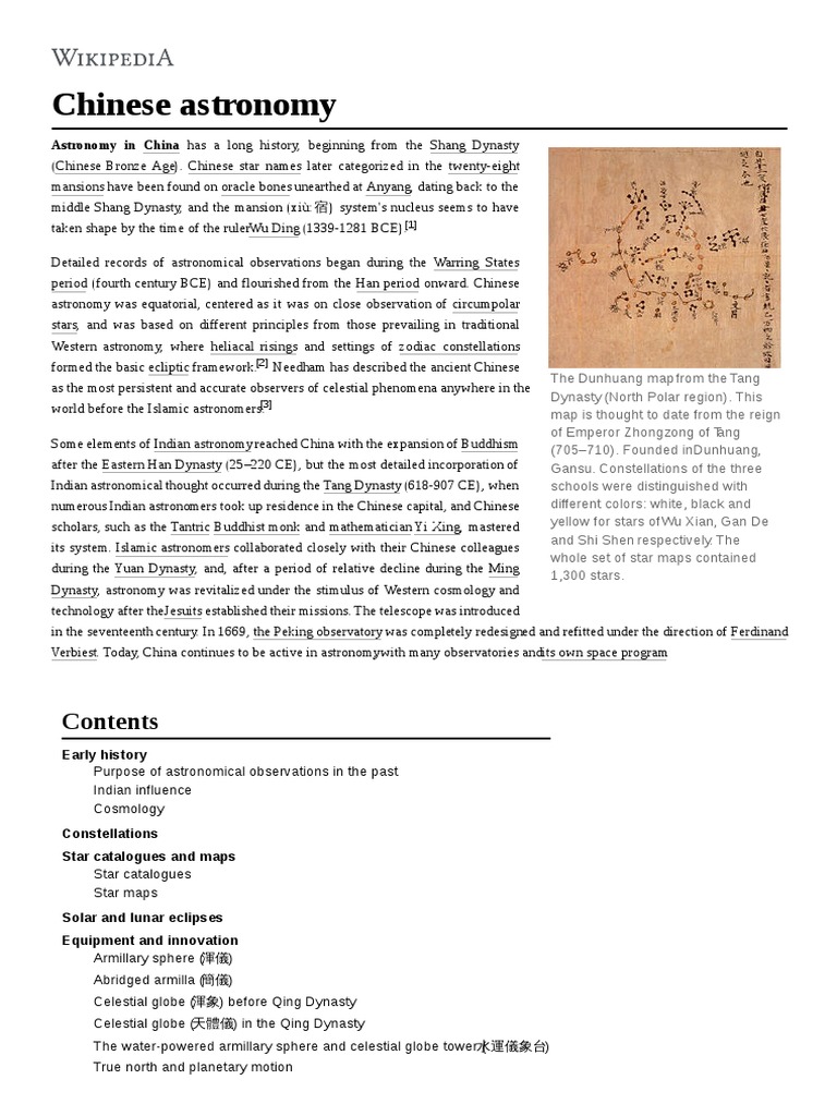Chinese Astronomy | PDF | Astronomy | Science