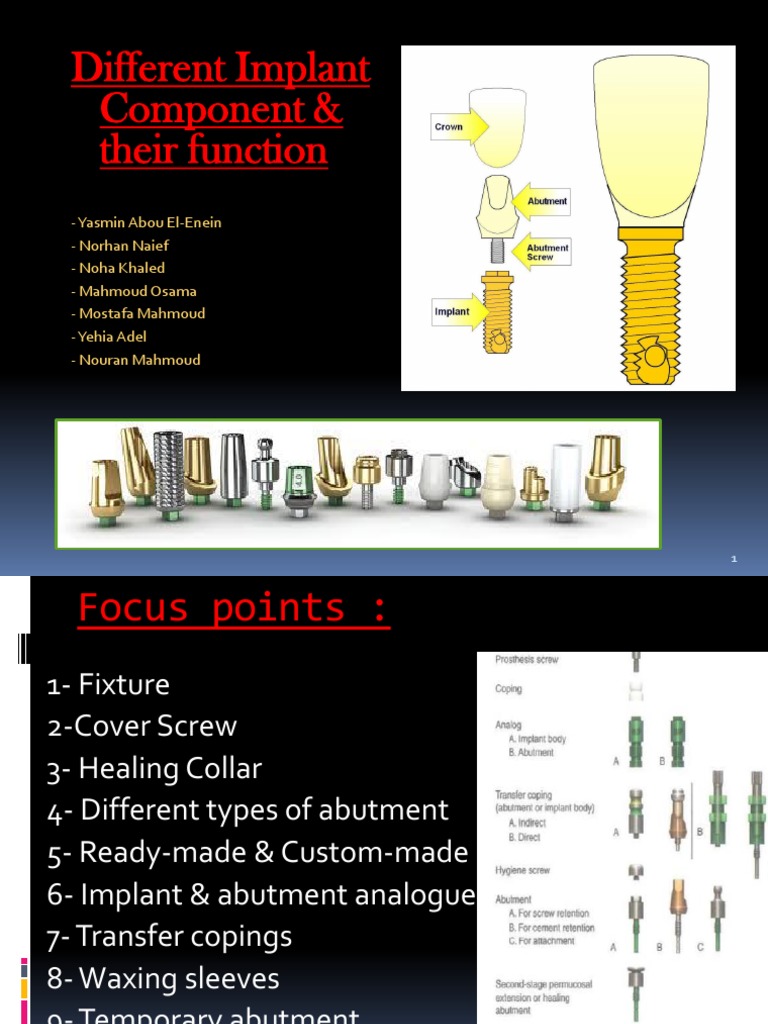 Different Implant Component & Their Function | PDF | Dental Implant | Mouth