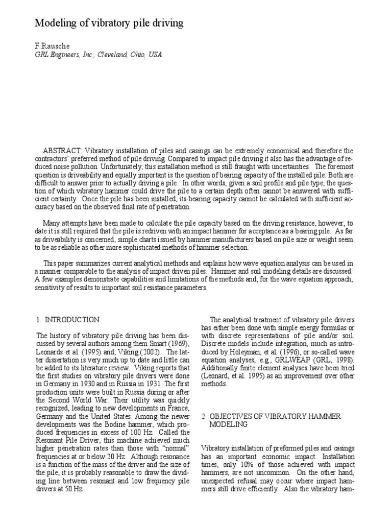 Modeling of Vibratory Pile Driving | PDF | Deep Foundation | Resonance
