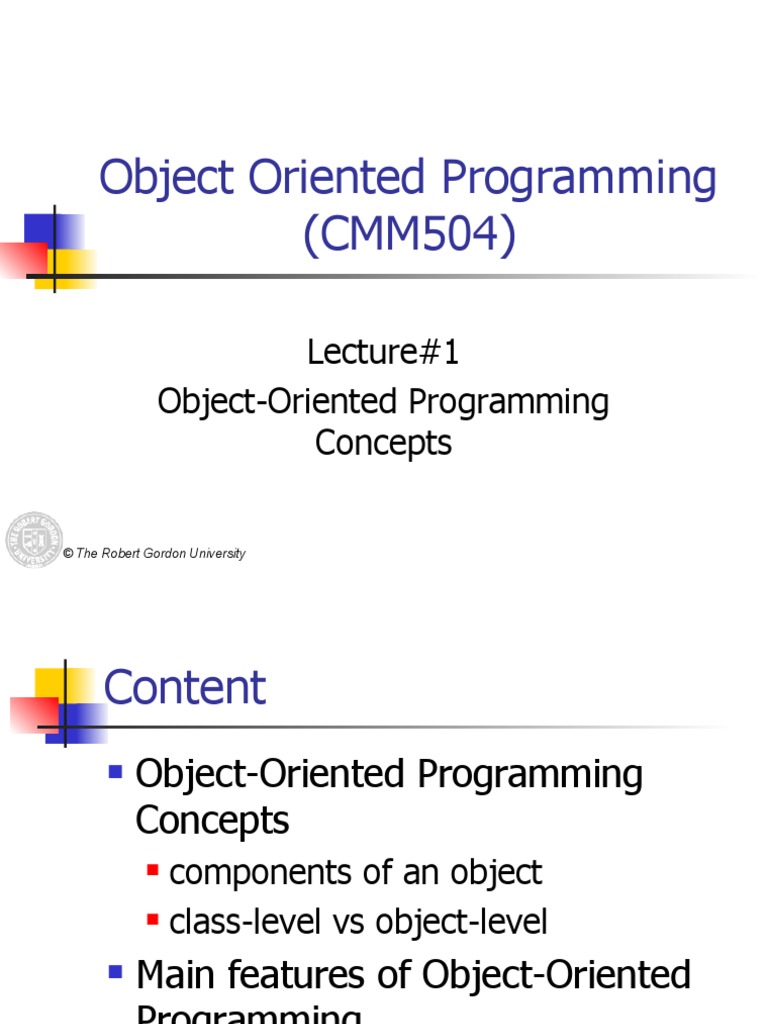 Lecture#1 Object-Oriented Programming Concepts | PDF | Method (Computer ...