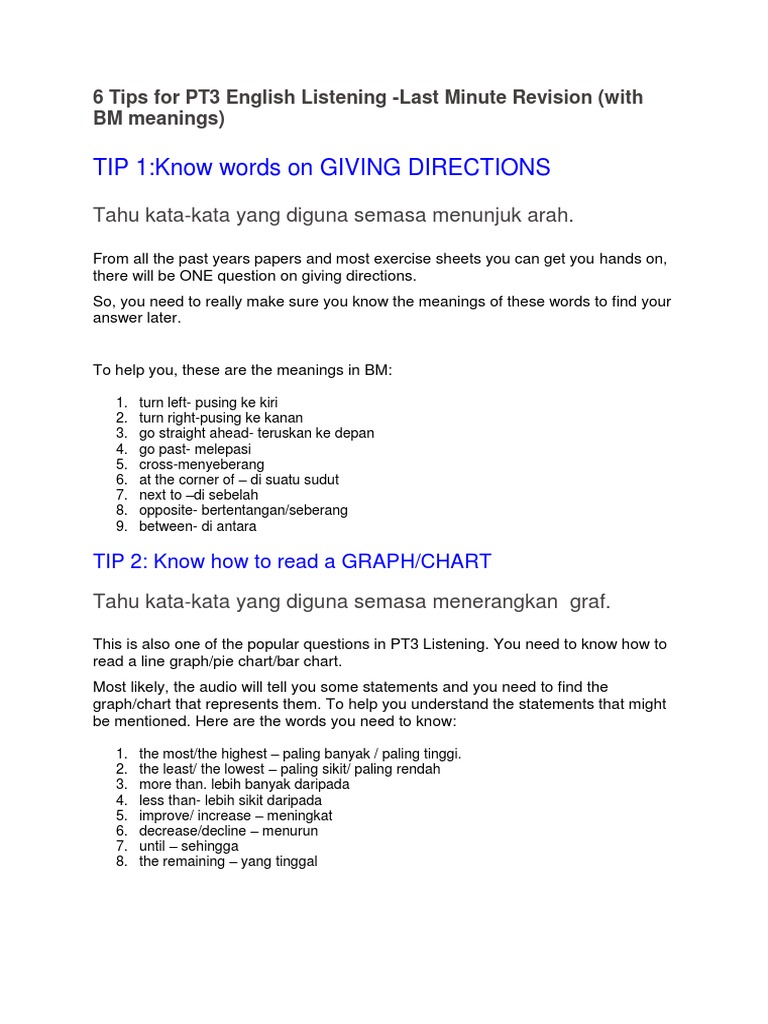 6 Tips For PT3 English Listening | PDF