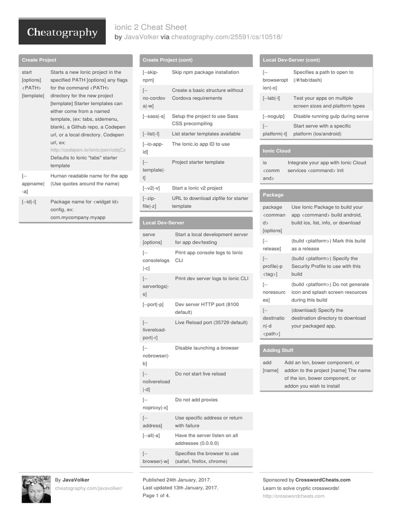 Ionic 2 Cheat Sheet | PDF | Command Line Interface | Information Technology Management