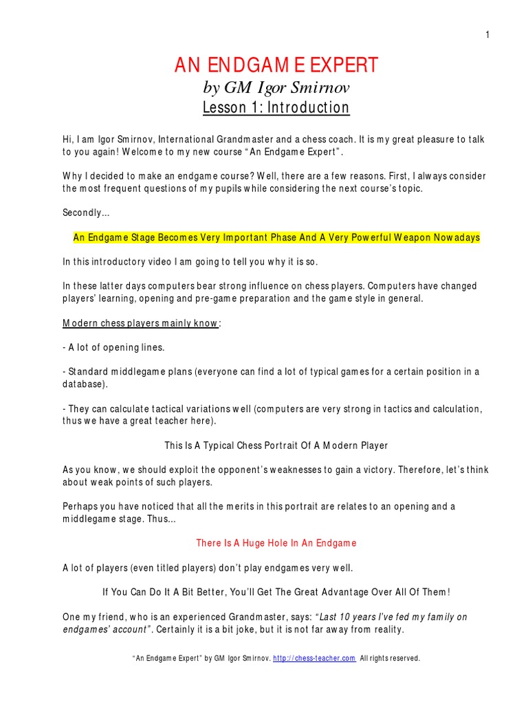 Lesson 1 | PDF | Chess Openings | Chess