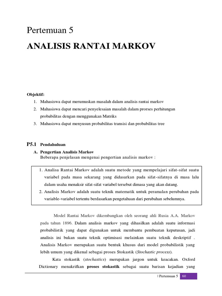 Analisis Rantai Markov untuk Mahasiswa | PDF