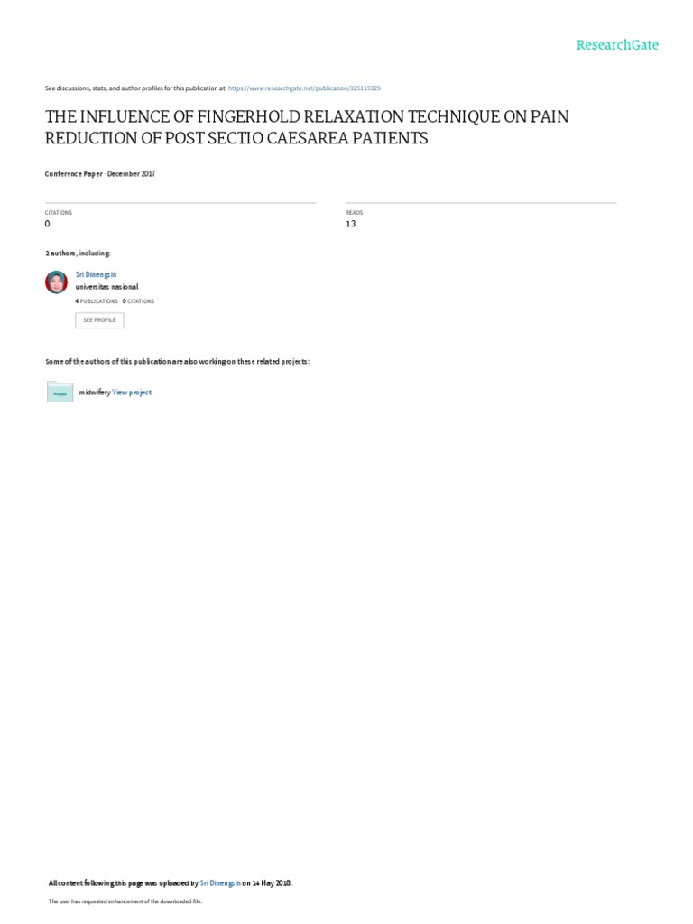 The Influence of Finger Hold Relaxation Technique On Pain Reduction of ...