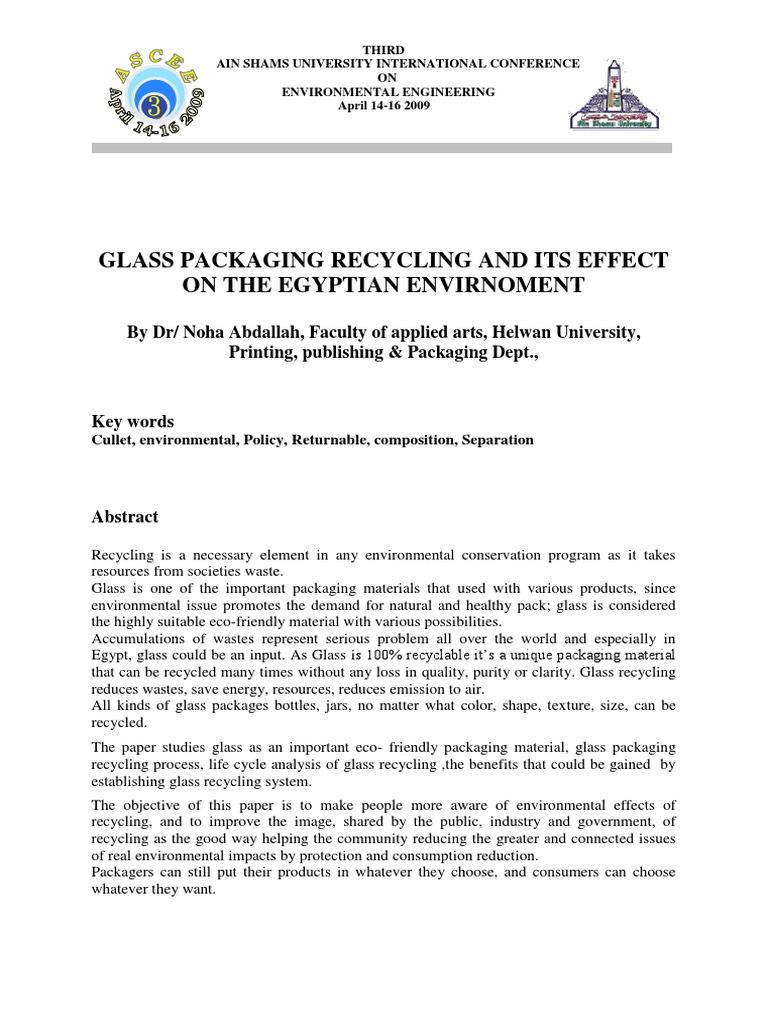 Glass Packaging Recycling and Its Effect | PDF | Recycling | Life Cycle ...