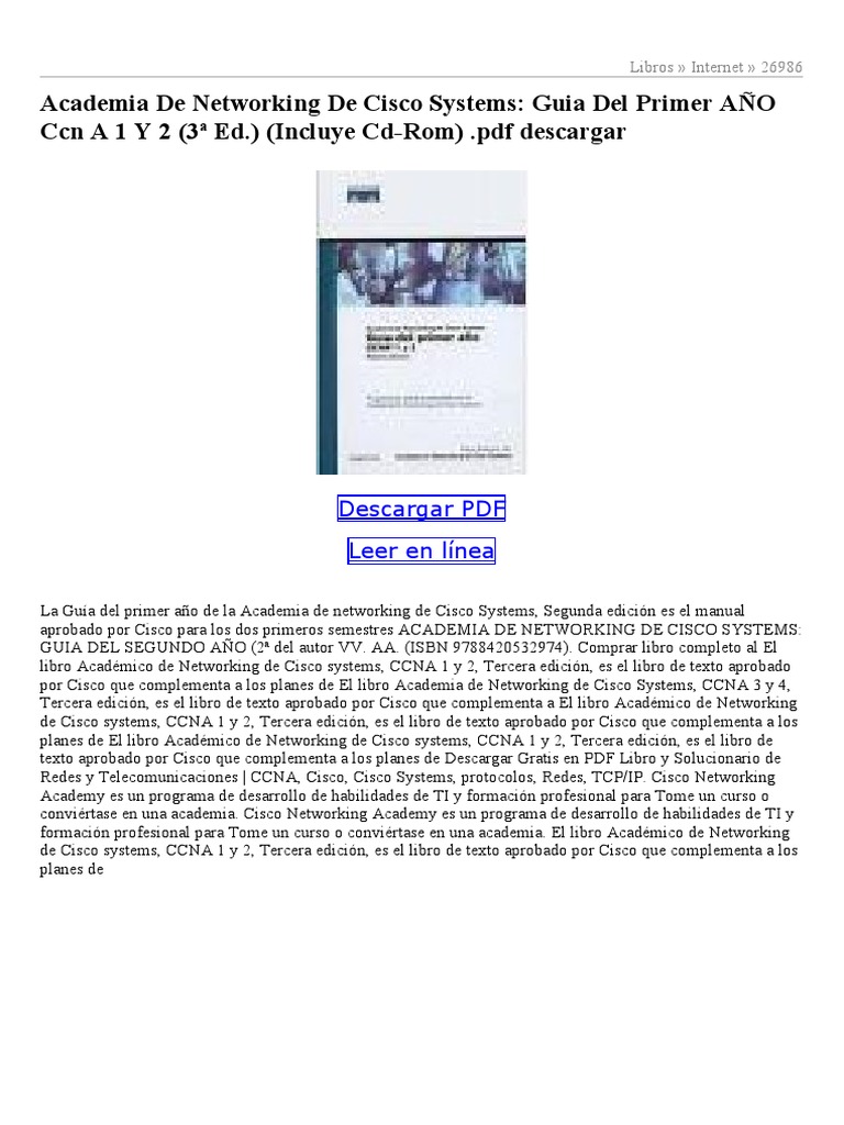 Academia de Networking de Cisco Systems Guia Del Primer AÑO CCN A 1 Y 2 (3 Ed) (Incluye | PDF