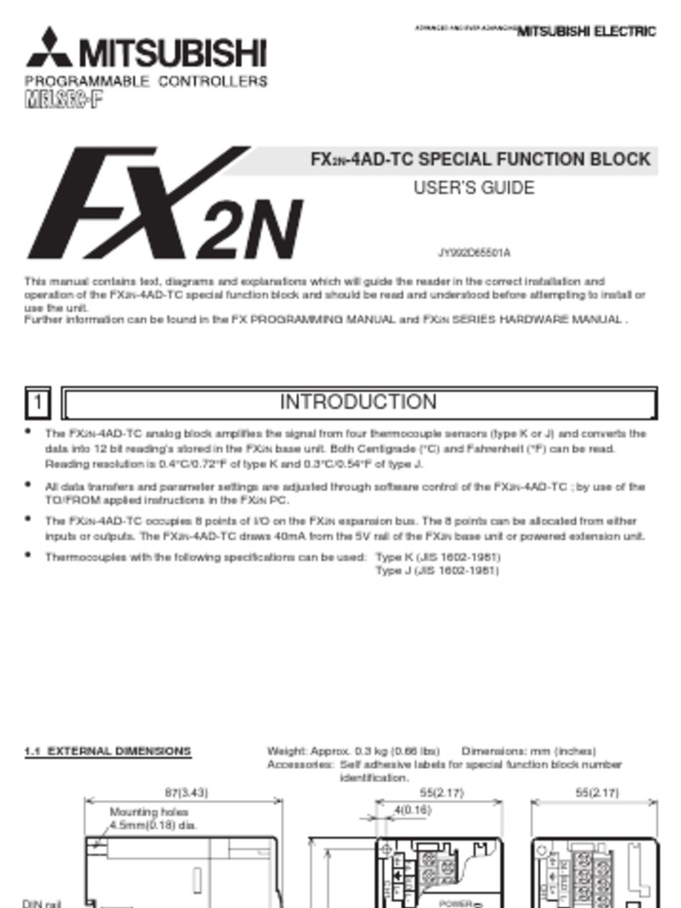 User'S Guide: FX - 4Ad-Tc Special Function Block | PDF | Thermocouple ...