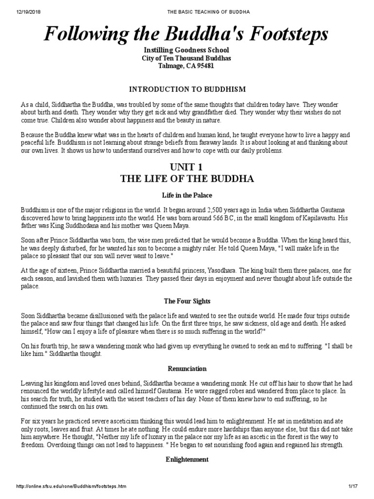 The Basic Teaching of Buddha | PDF | Bhikkhu | Gautama Buddha