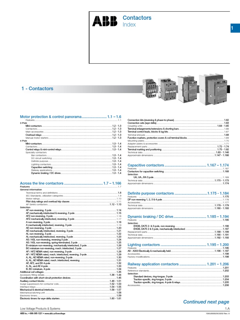 ABB Contactor | PDF | Relay | Electric Motor