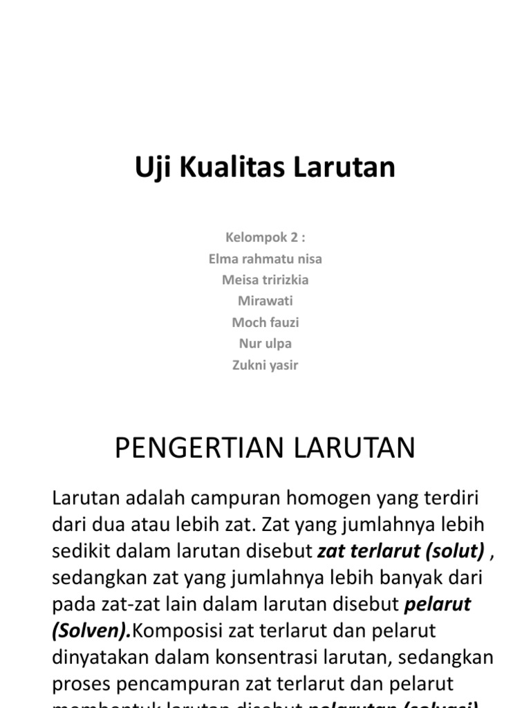 Uji Kualitas Larutan | PDF | Sains & Matematika