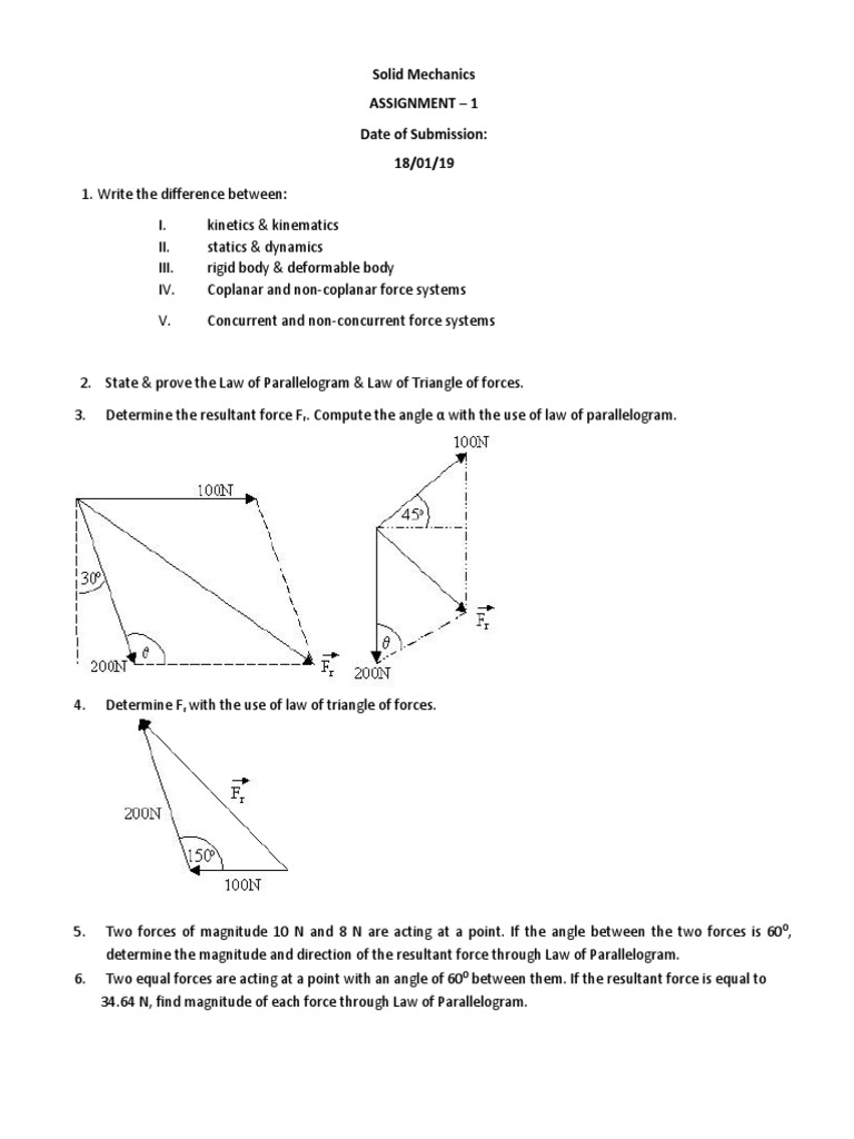 SM Assignment 1 | PDF | Rotation Around A Fixed Axis | Force