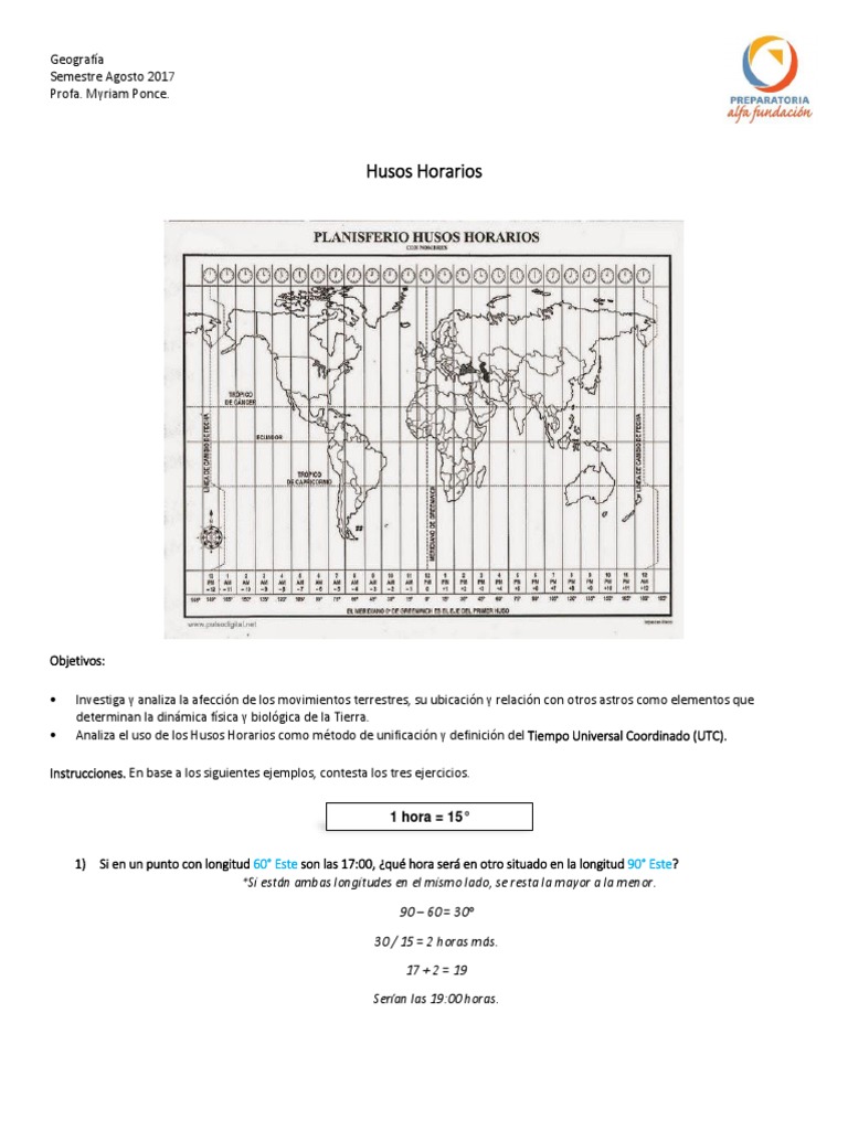 Ejercicios Resueltos de Husos Horarios | PDF | Hora | Longitud