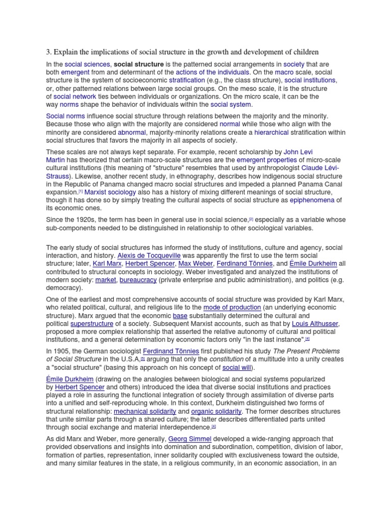Implication of Social Structure in Growth and Development | PDF ...