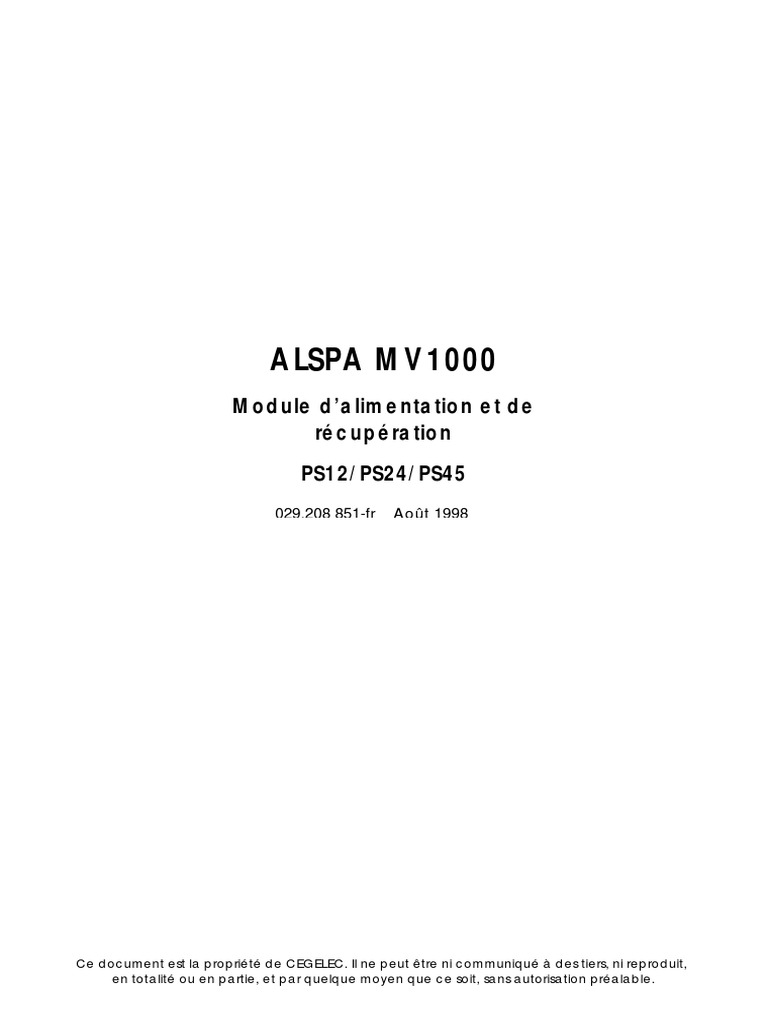 ALSPA MV1000 Module D'alimentation Et de Récupération PS12/PS24/PS45 ...