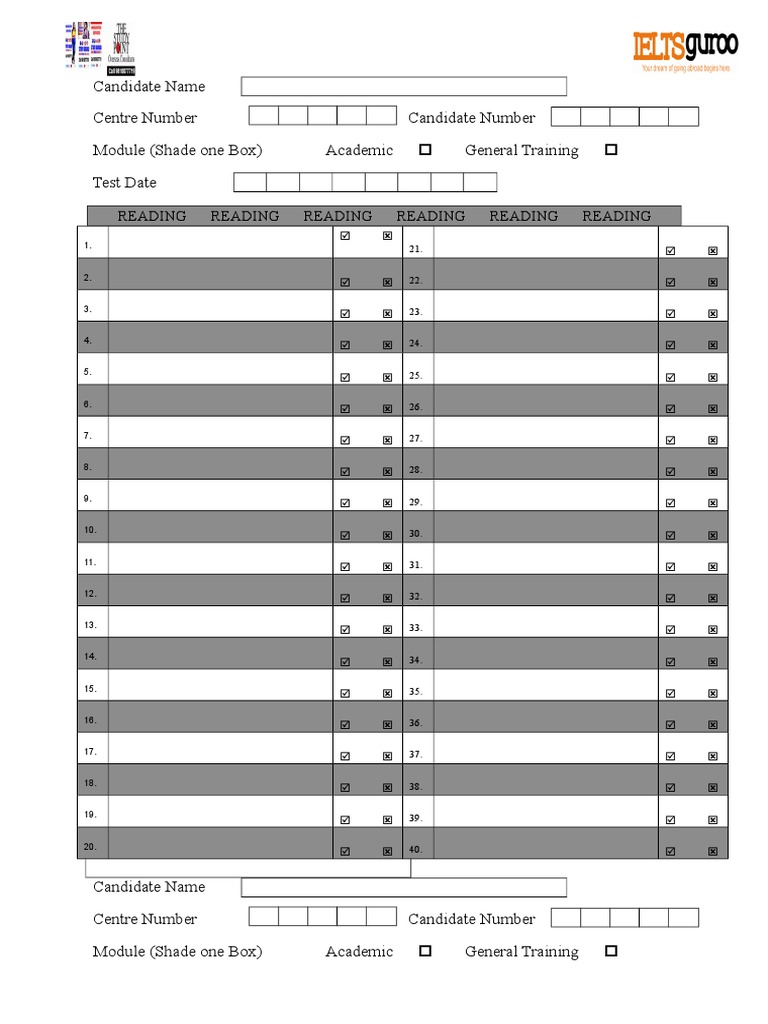 Candidate Name Centre Number Candidate Number Module (Shade One Box ...